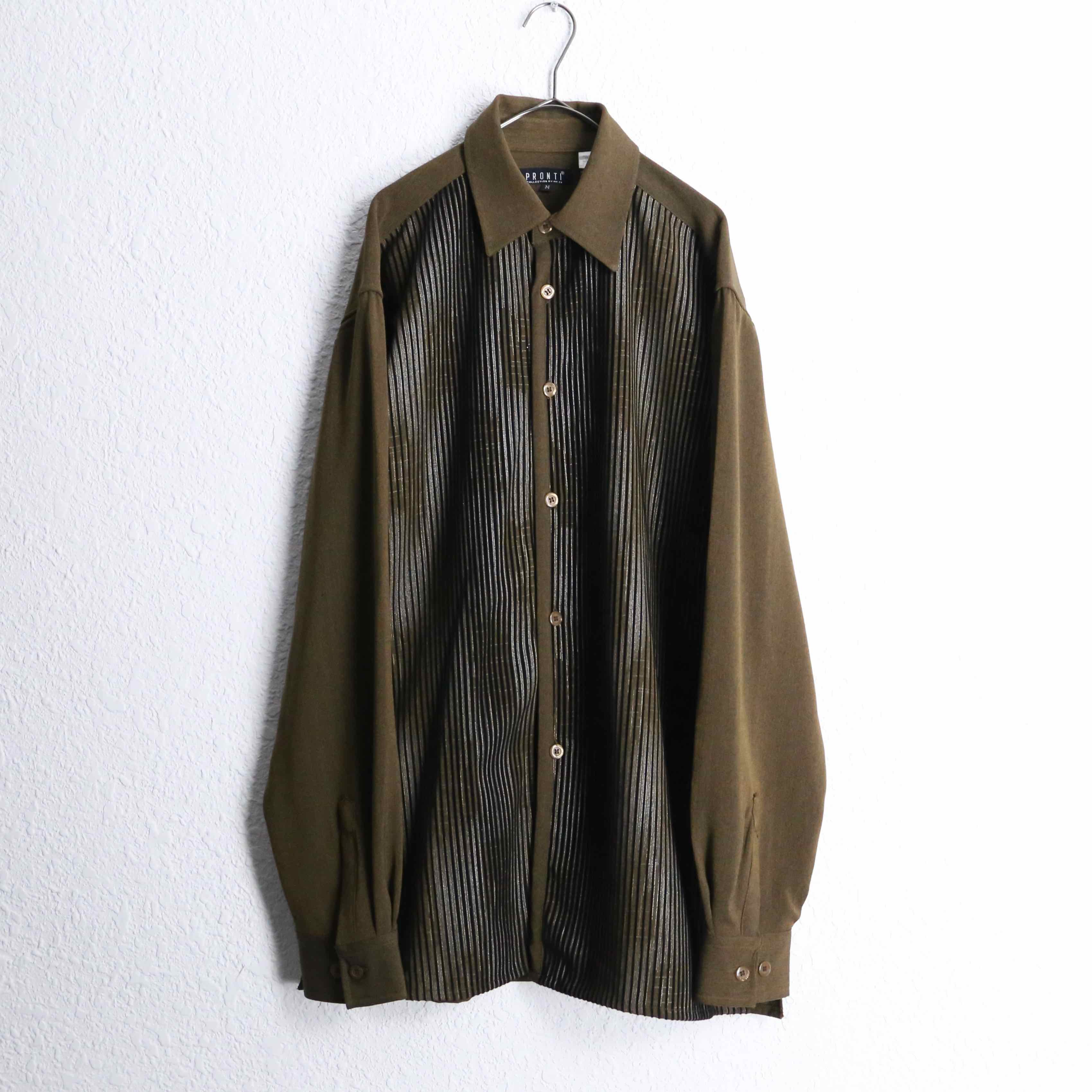 "PRONTI" dark khaki stripe shirt